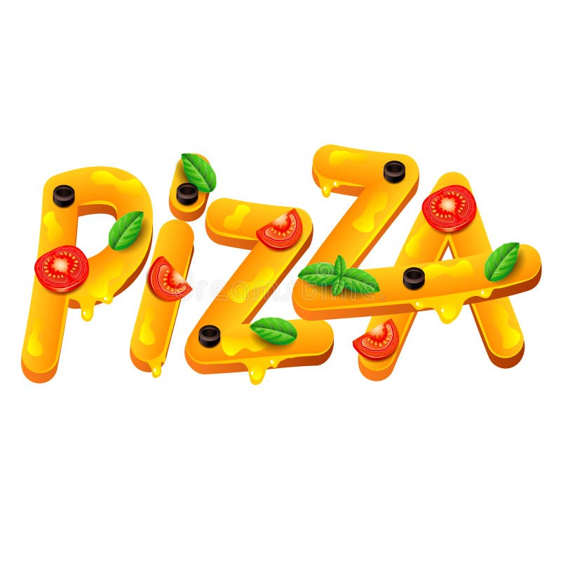Palabra De Las Letras De La Pizza Ilustración del Vector - Ilustración ...