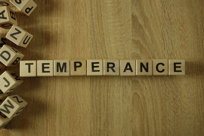 Palabra De La Templanza De Bloques De Madera Imagen de archivo - Imagen ...