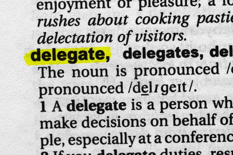 Palabra Resaltada Delegar Concepto Y Significado Imagen de archivo ...