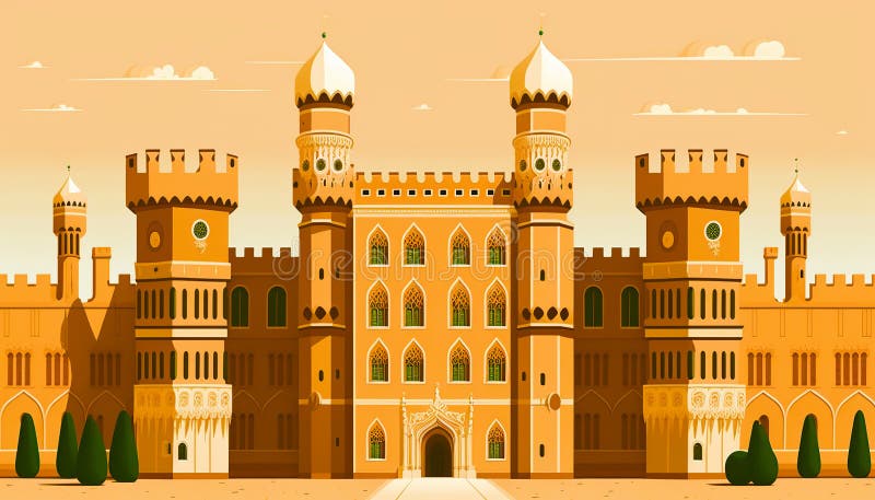 Palace with Cartoon Turrets Art AI Generated Stock Illustration ...