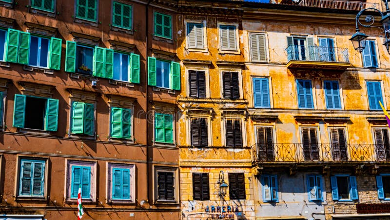 Palace with Colored Windows in the Old Town of Anagni, Italy Stock ...