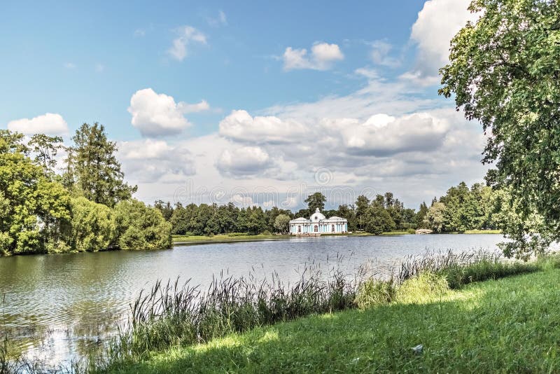 The Palace Complex in the Park of the Estate. Landscape Stock Image ...