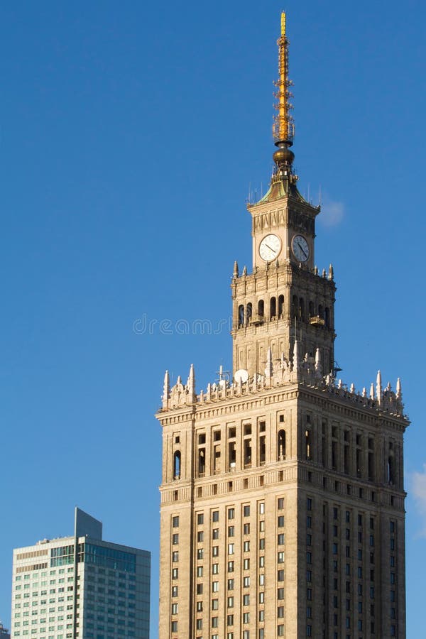 Palace of Culture and Science in Warsaw City Downtown, Poland. Stock ...