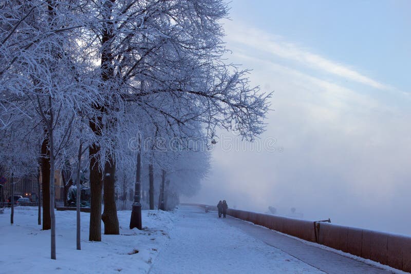 Palace Embankment on a Cold Winter Day Stock Photo - Image of cold ...