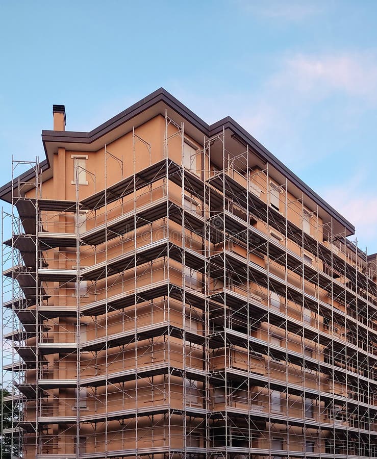 Palace with Full Scaffolding Stock Image - Image of industry, site ...