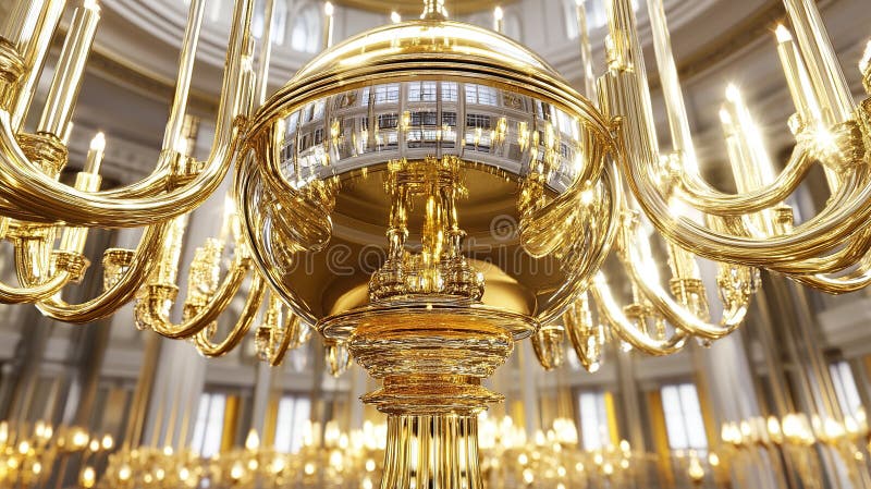 Palace Gold Chandelier Interior Reflection Lighting Stock Image - Image ...