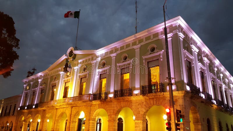 Palace of Government at Night Stock Photo - Image of palace, yucatan ...