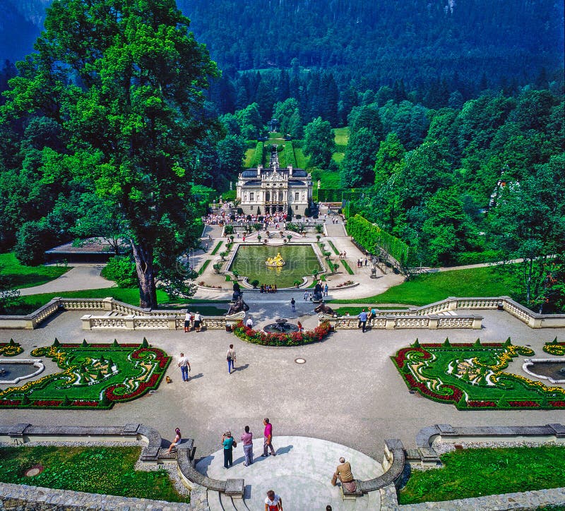 Linderhof gardens and park stock image. Image of historical - 33181103