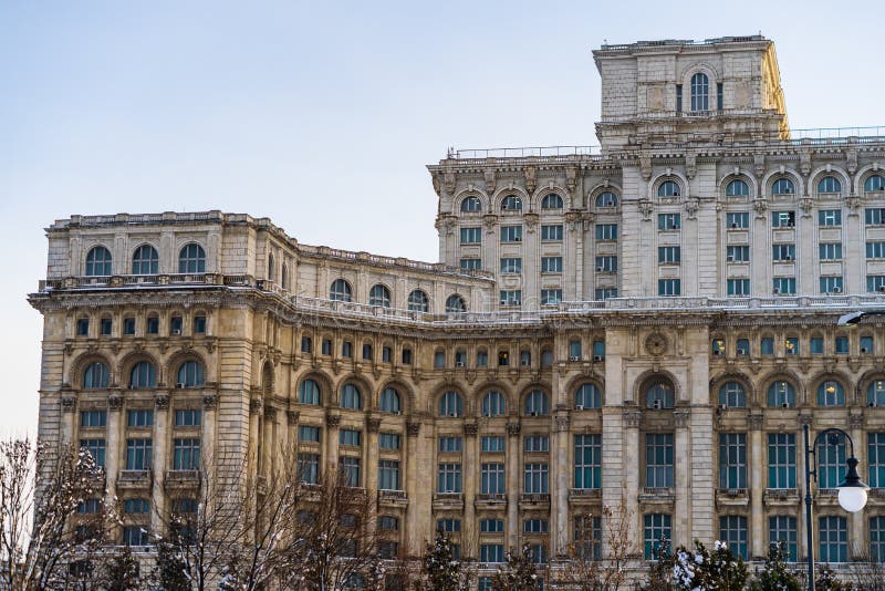 Palace of the Parliament, Bucharest, Romania - Winter Scene Stock Photo ...