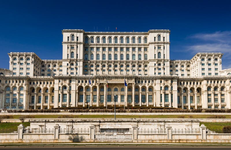 Parliament of Romania Building Facade, Bucharest Stock Image - Image of ...