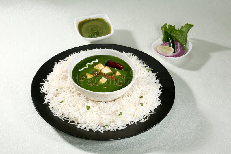 Palak Paneer with Rice, Indian Dish Stock Photo - Image of curry, dish ...