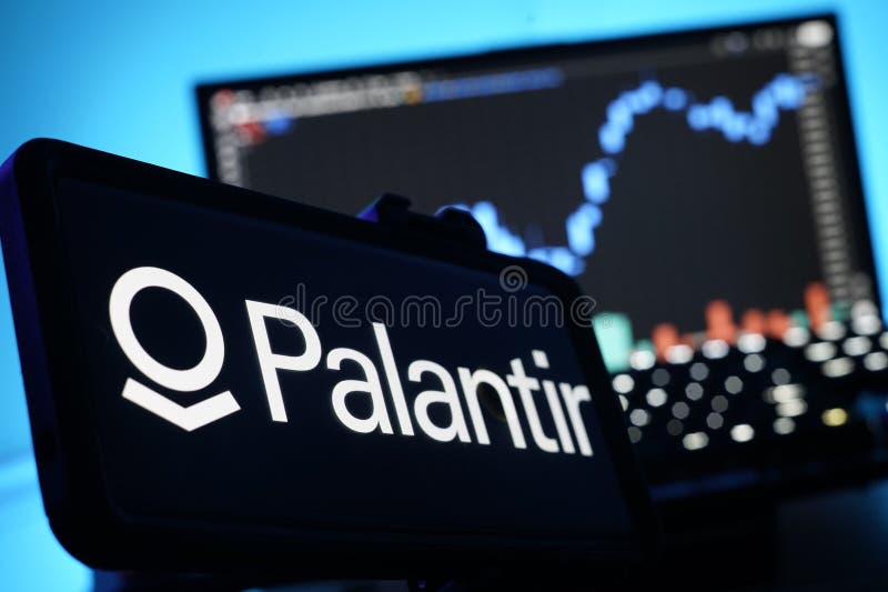 Palantir Data Analytics Platform Logo on Mobile and Computer Screens ...