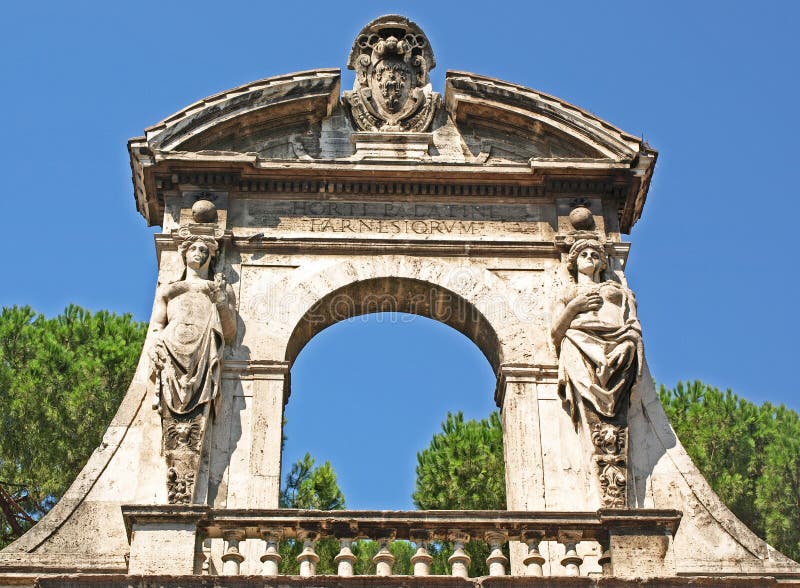 The Grand Gateway and Arch To the Palatine Hill, Rome Italy Stock Image ...