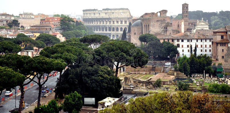The Palatine Hill & Colosseum Stock Photo - Image of romanum, mussolini ...