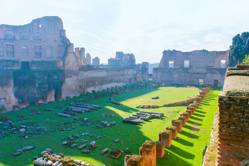 Palatine Stadium, the Ancient Ruins on Palatine Hill in Rome, Italy ...