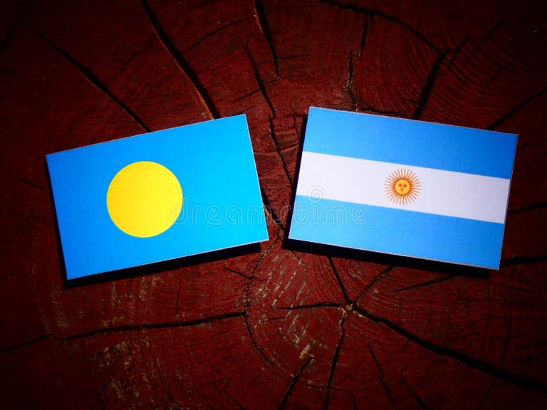Palau Flag with Argentinian Flag on a Tree Stump Stock Image - Image of ...