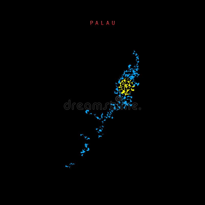 Palau Flag Map, Chaotic Particles Pattern in the Palau Flag Colors ...