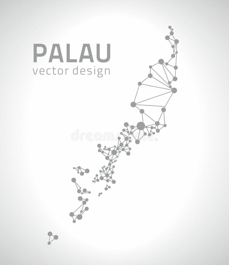 Palau Vector Dot Grey Outline Triangle Perspective Modern Map Stock ...