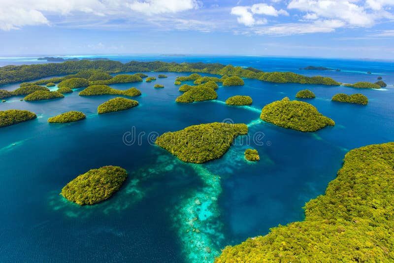Palau islands from above stock image. Image of aerial - 62984293