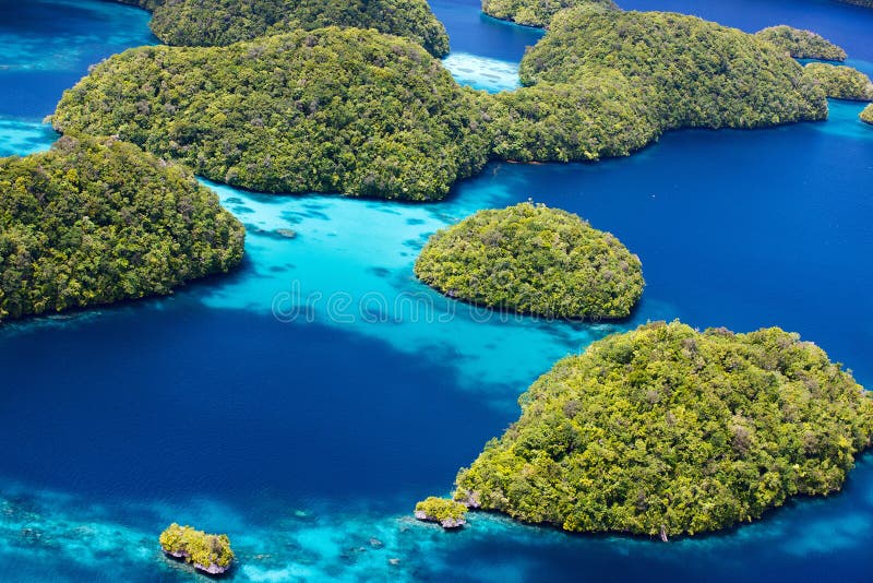 Palau islands from above stock photo. Image of seascape - 52237948