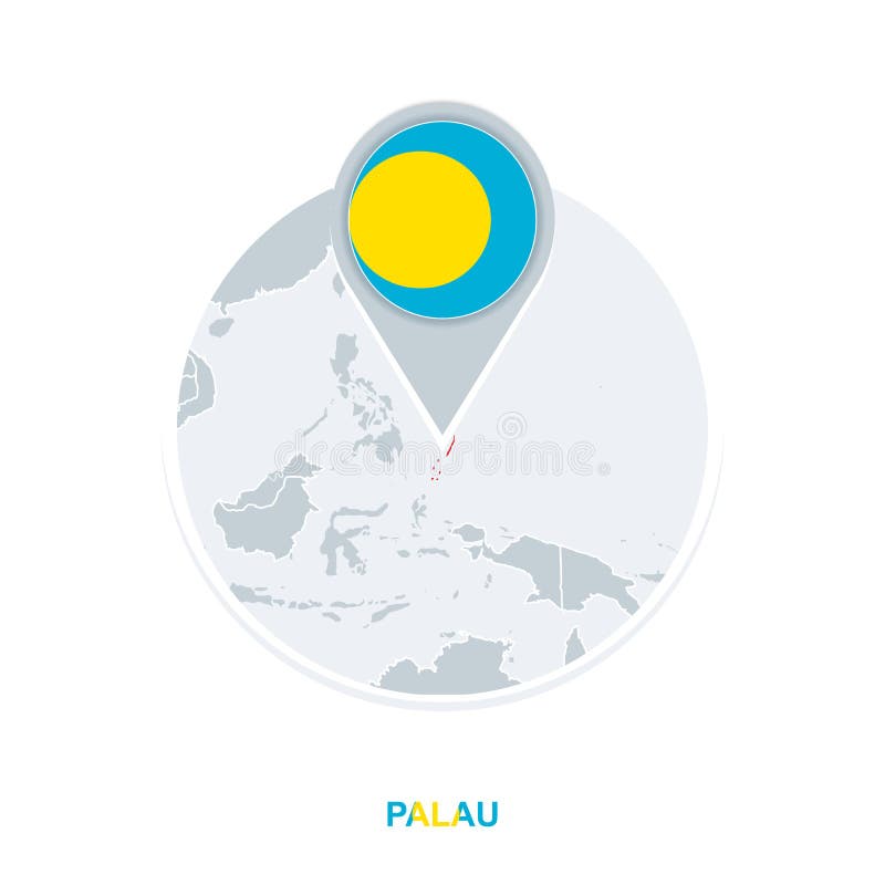 Palau Map and Flag, Vector Map Icon with Highlighted Palau Stock Vector ...