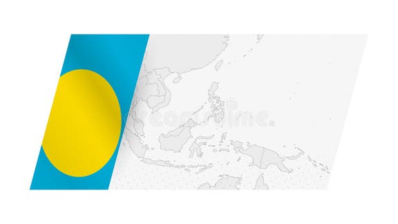 Palau Map in Modern Style with Flag of Palau on Left Side Stock Vector ...