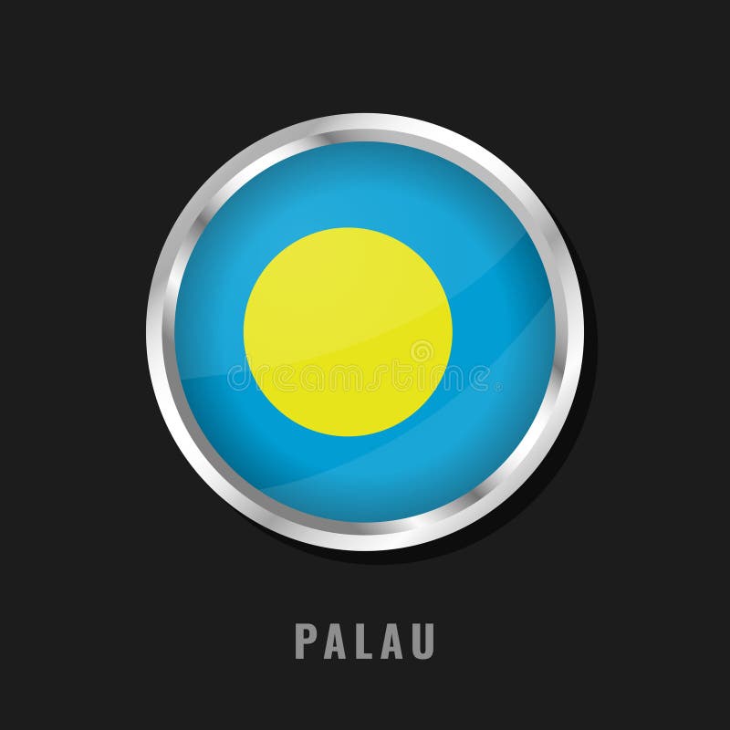 Palau Round Framed National Flag. Circular Glossy Flag of Palau Stock ...