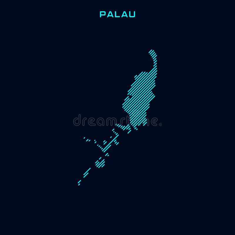 Palau Striped Map Vector Design Template with Blue Background. Stock ...