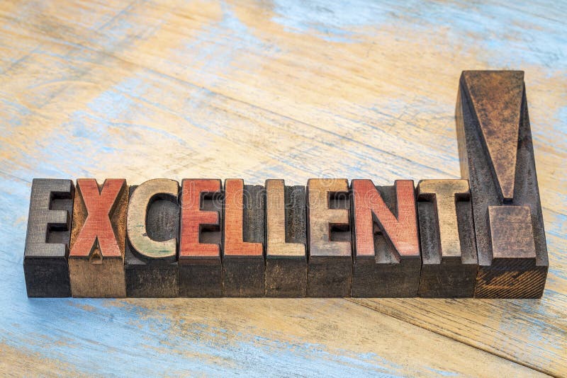 Palavra Excelente No Tipo De Madeira Imagem de Stock - Imagem de ...