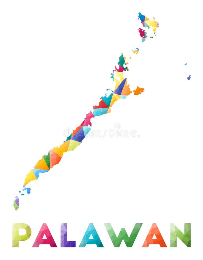 Palawan - Colorful Low Poly Island Shape. Stock Vector - Illustration ...