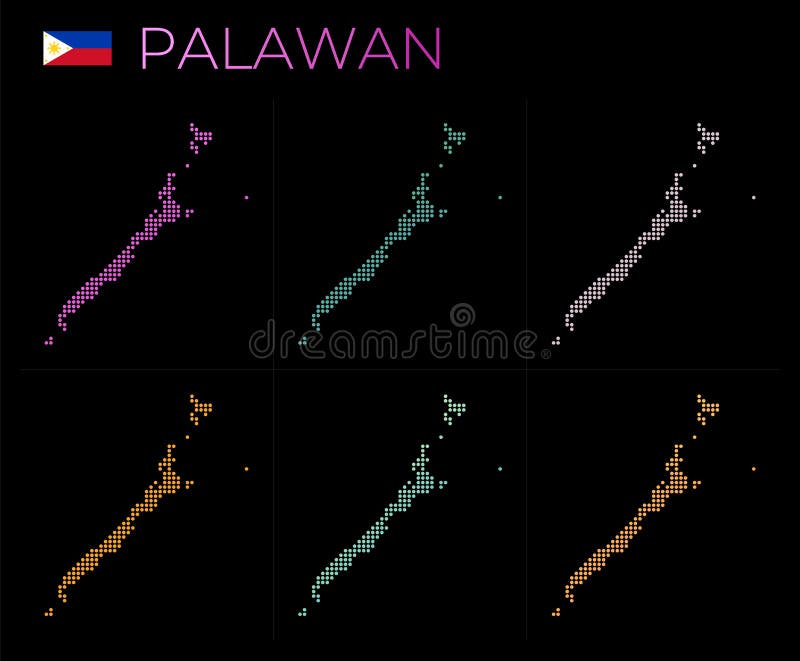 Palawan dotted map set. stock vector. Illustration of border - 232367358