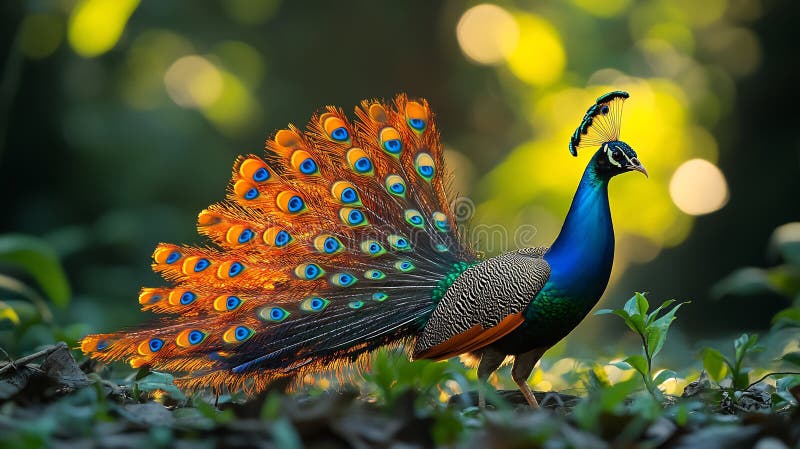Palawan Peacock Pheasant Displaying Feathers in Dim Light Stock Image ...