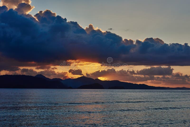 Palawan Philippines Seascapes Sunset Stock Photo - Image of scenics ...