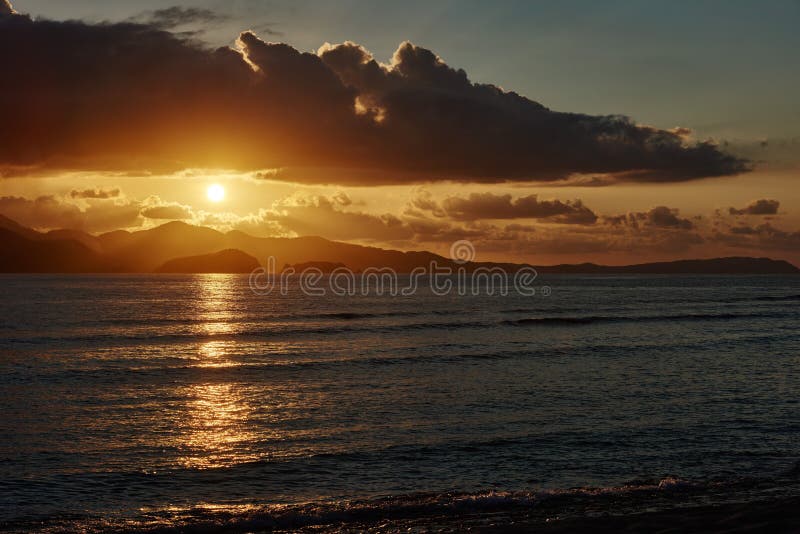 Palawan Philippines Seascapes Sunset Stock Image - Image of coron ...