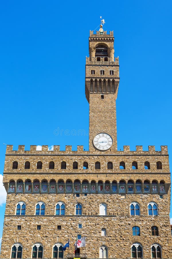 Palazzo Vecchio with the Clock Tower in Florence Stock Image - Image of ...