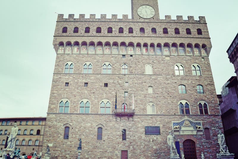 Palazzo Vecchio Front View in Florence Stock Image - Image of vecchio ...