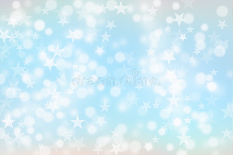 Pale Blue Background with White Bokeh Effect Circles and Stars Stock ...