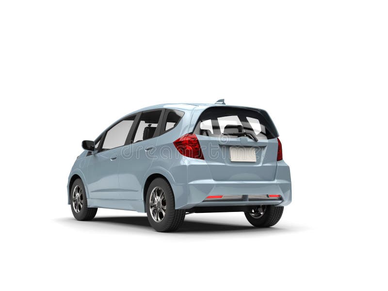 Pale Blue Metallic Modern Compact Car - Rear Shot Stock Illustration ...