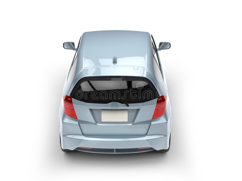 Pale Blue Metallic Modern Compact Car - Top Back View Stock ...