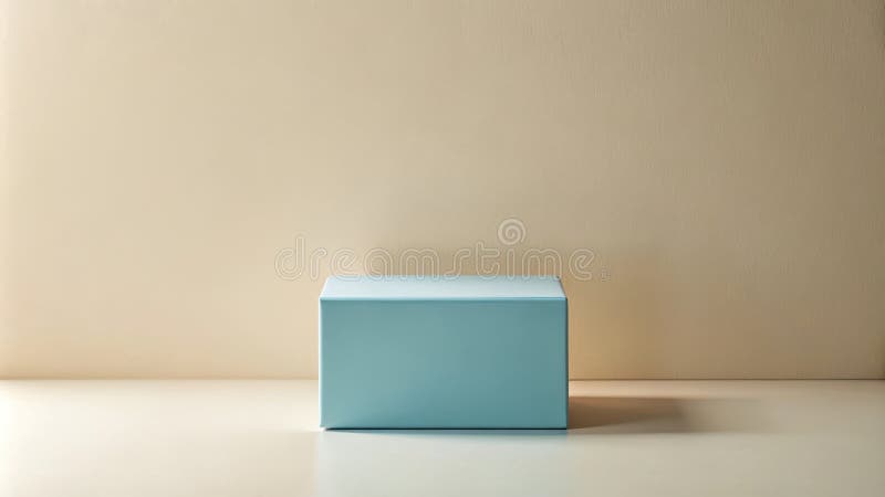 A Pale Blue Rectangular Box Sits on a Minimalist White Surface Against ...