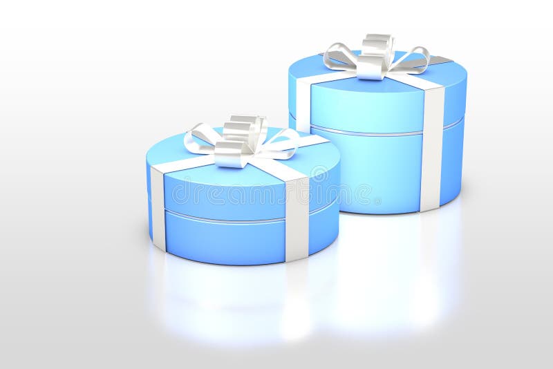 Pale Blue Round Gift Box with White Ribbon Stock Illustration ...
