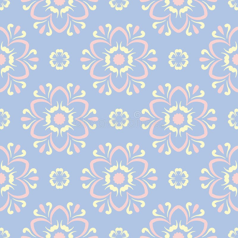 Pale Blue Seamless Background. Floral Pattern Stock Vector ...