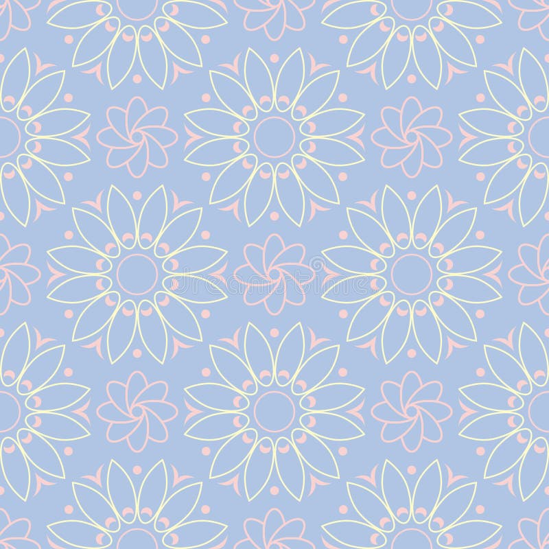Pale Blue Seamless Background. Floral Pattern Stock Vector ...