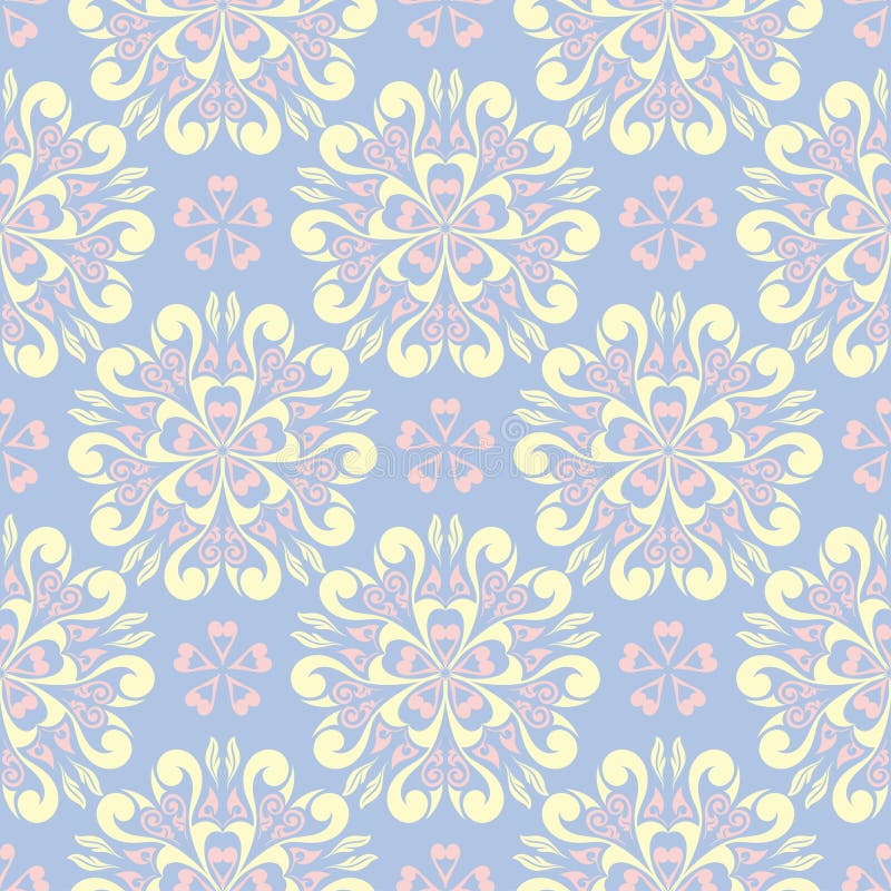 Pale Blue Seamless Background. Floral Pattern Stock Vector ...