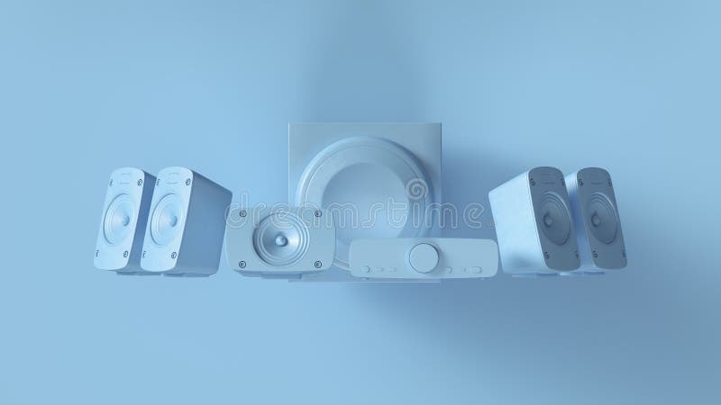 Pale Blue Speaker Computer Desktop Stock Illustration - Illustration of ...