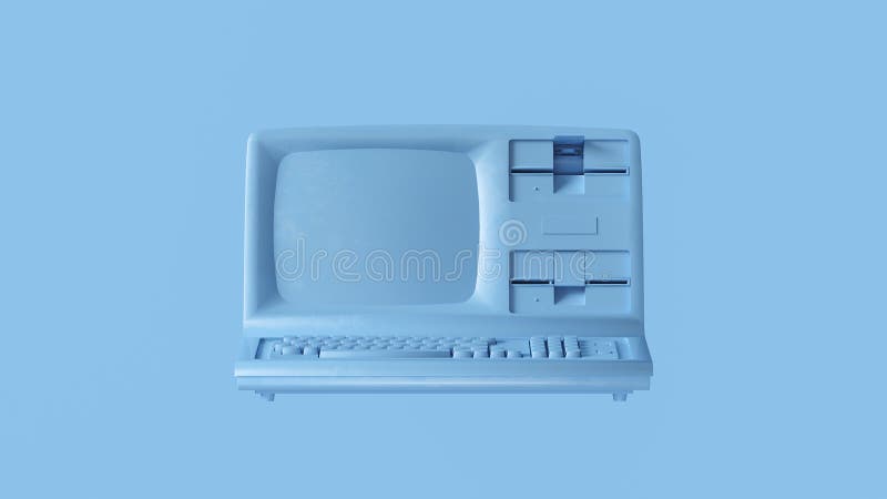 Pale Blue Vintage Computer stock illustration. Illustration of floppy ...
