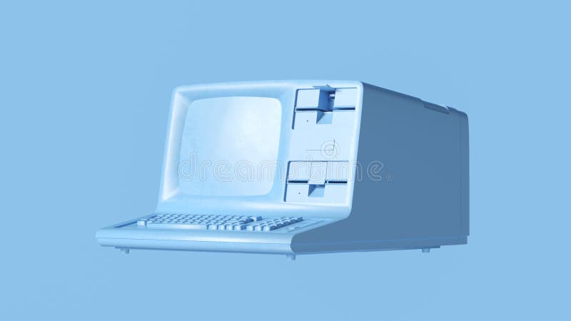 Pale Blue Vintage Computer stock illustration. Illustration of color ...