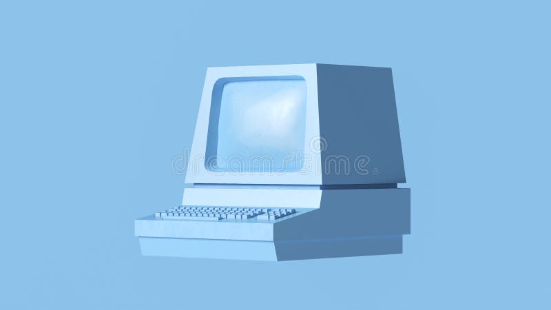 Pale Blue Vintage Computer stock illustration. Illustration of desktop ...