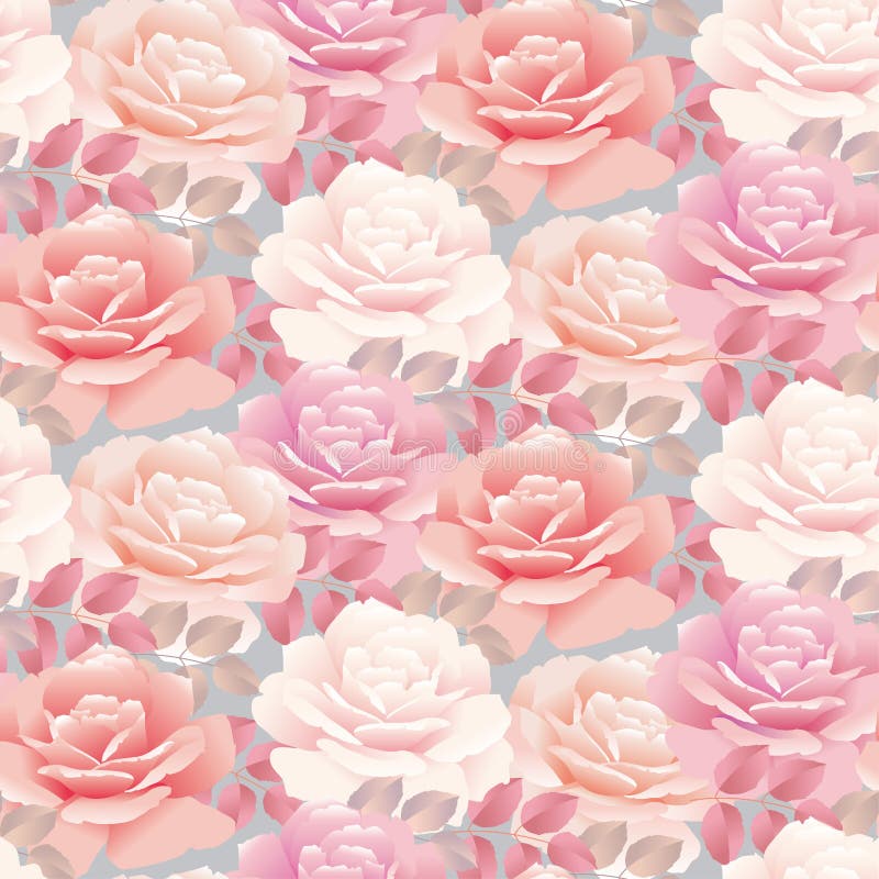 Rose Floral Pattern on Black Background. Stock Vector - Illustration of ...