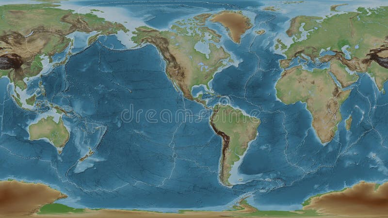 Cocos Plate - Global Map. Patterson Cylindrical. Topografic Stock ...